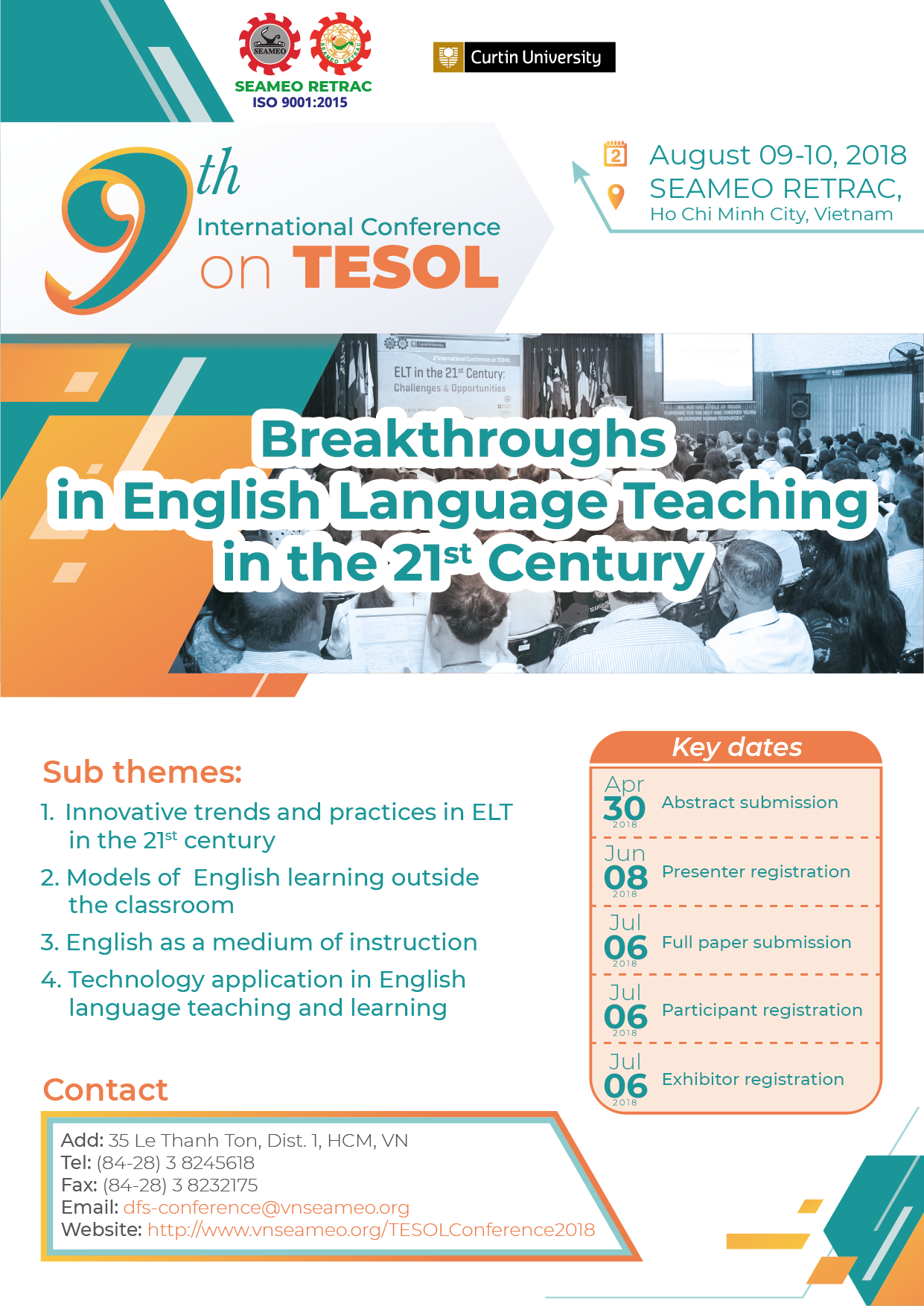 9th Annual International Conference on TESOL: “Breakthroughs in English ...